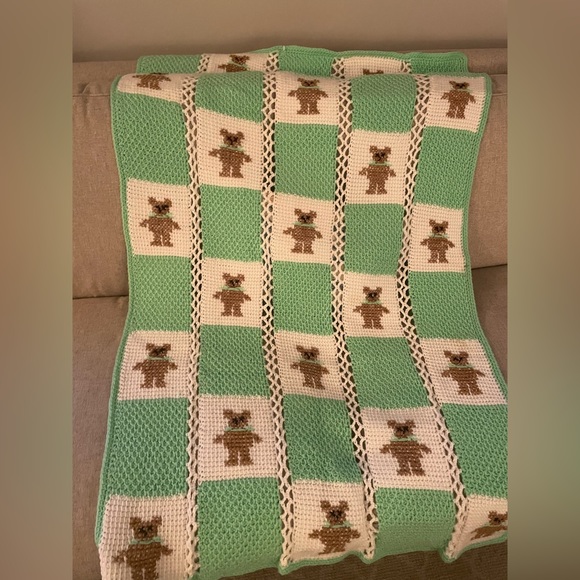 Handmade | Accents | Handmade Crochet Teddy Bear Afghan Baby Blanket ...